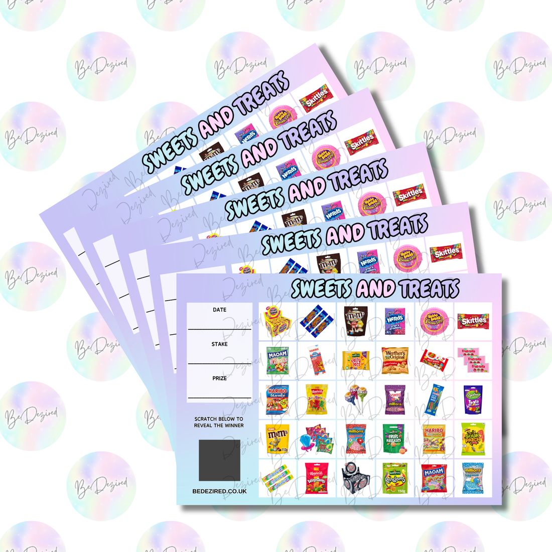 UK Sweets & Treats Scratch Card | BeDezired Fundraising Raffle Ticket Game