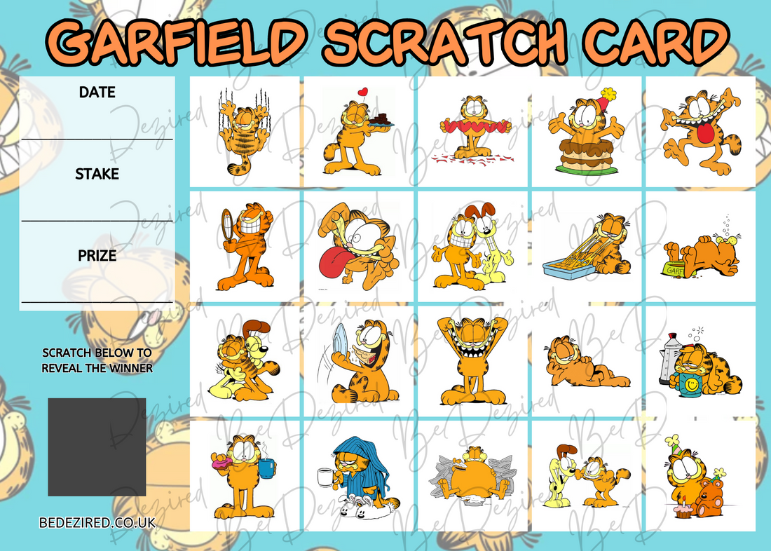 Garfield the Greedy Cat Fundraising Raffle Game Scratch off Card ...