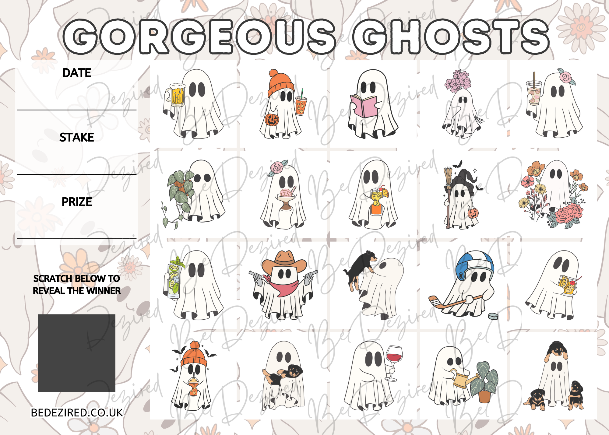 Cute Ghost Scratch Card Game | BeDezired Halloween Fundraiser