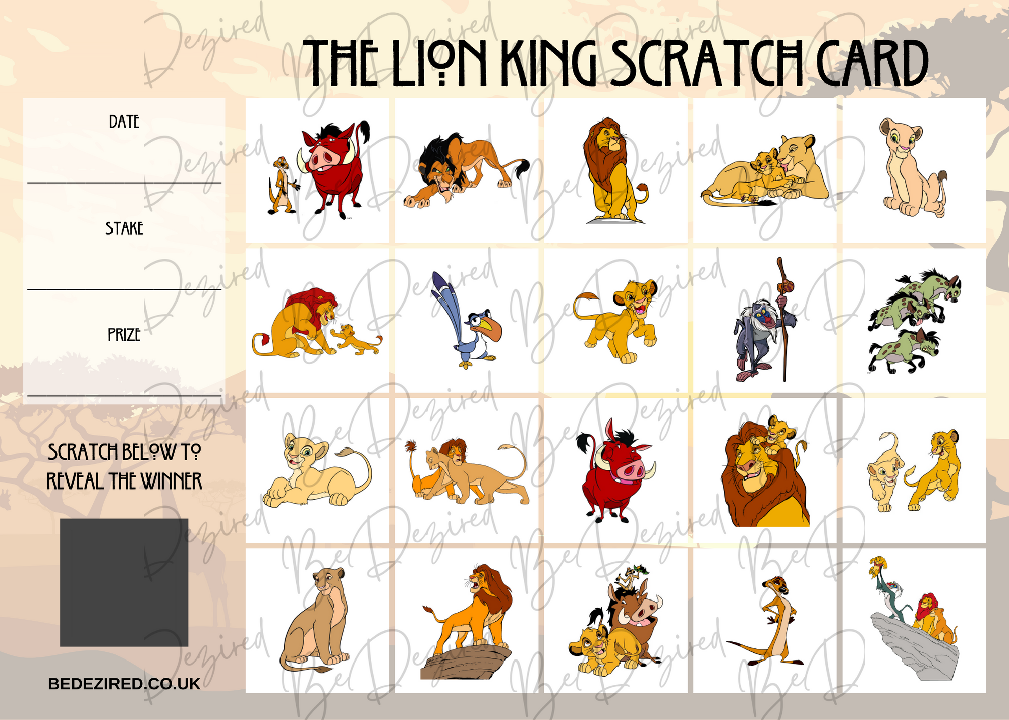 Disney's The Lion King Fund Raising Scratch Card – BeDezired