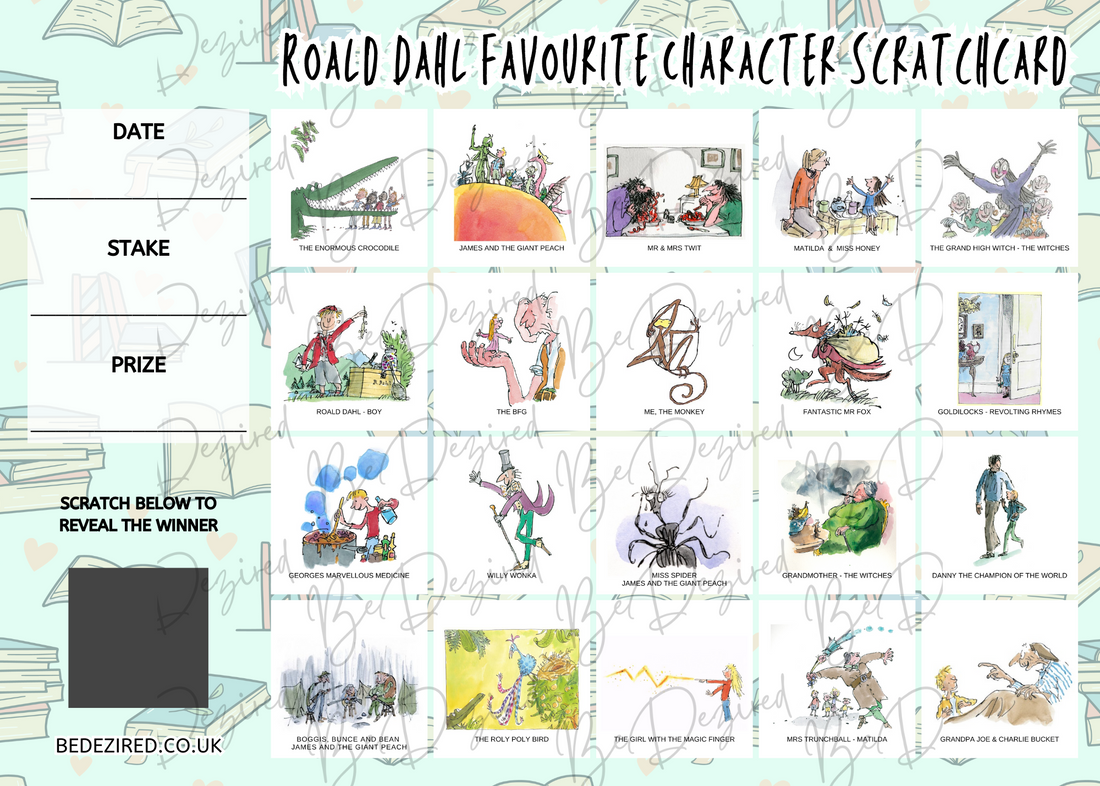 Roald Dahl Character Stories Fund Raising Scratch Card – BeDezired
